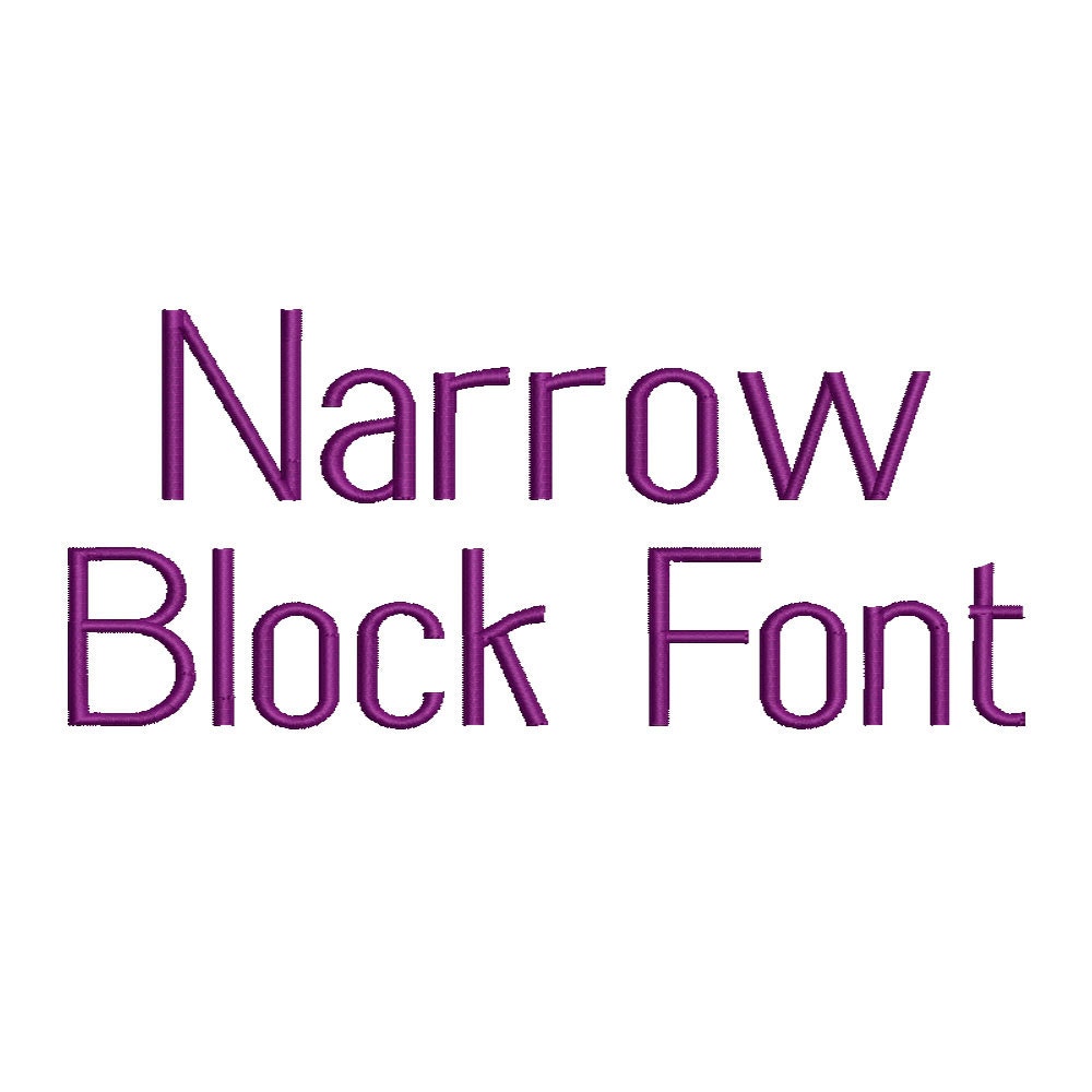 3 Size Narrow Block Font Embroidery Designs, BX Fonts Machine ...
