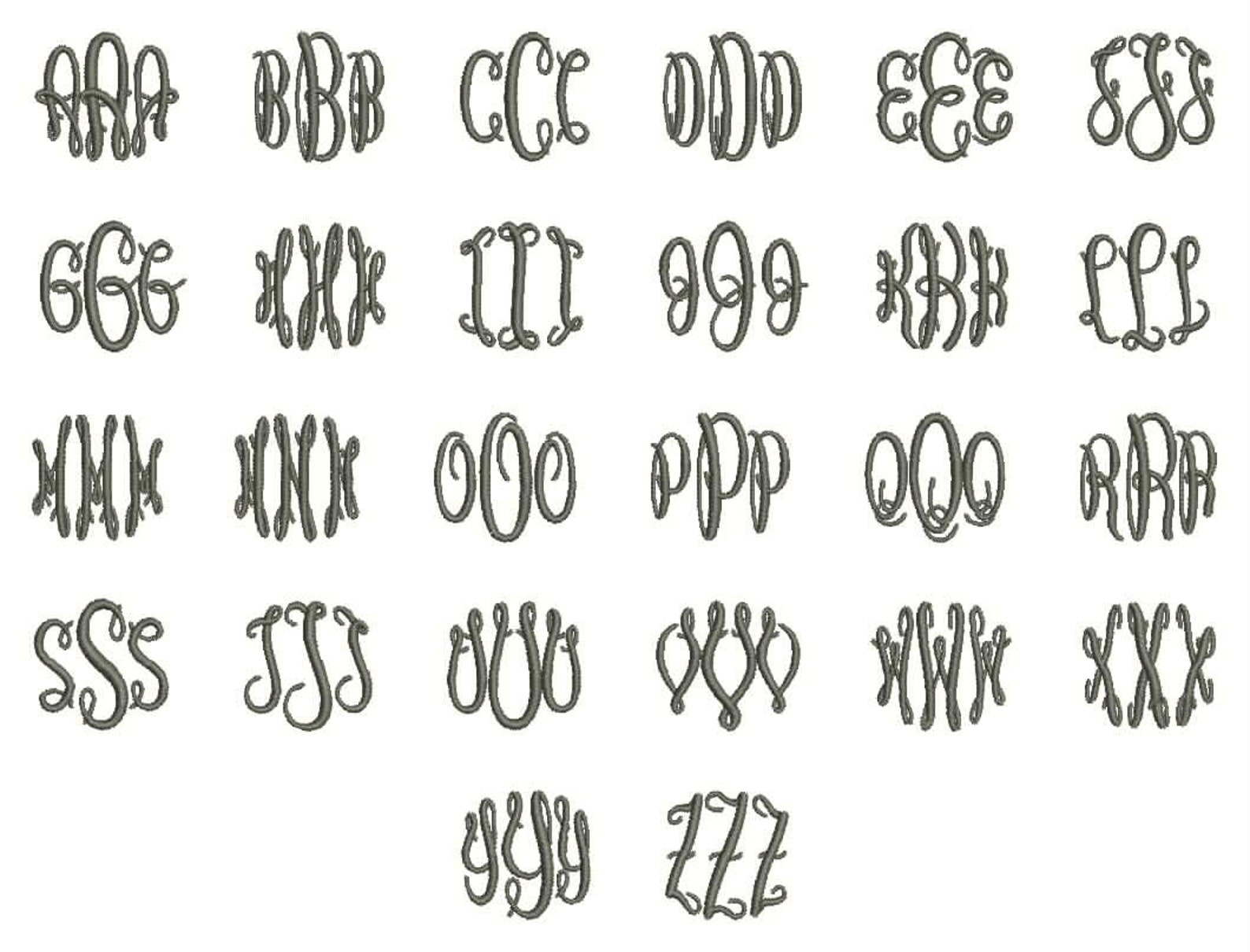 3 Size Jumbo Oval Monogram 3 Letters Embroidery Font BX Fonts ...