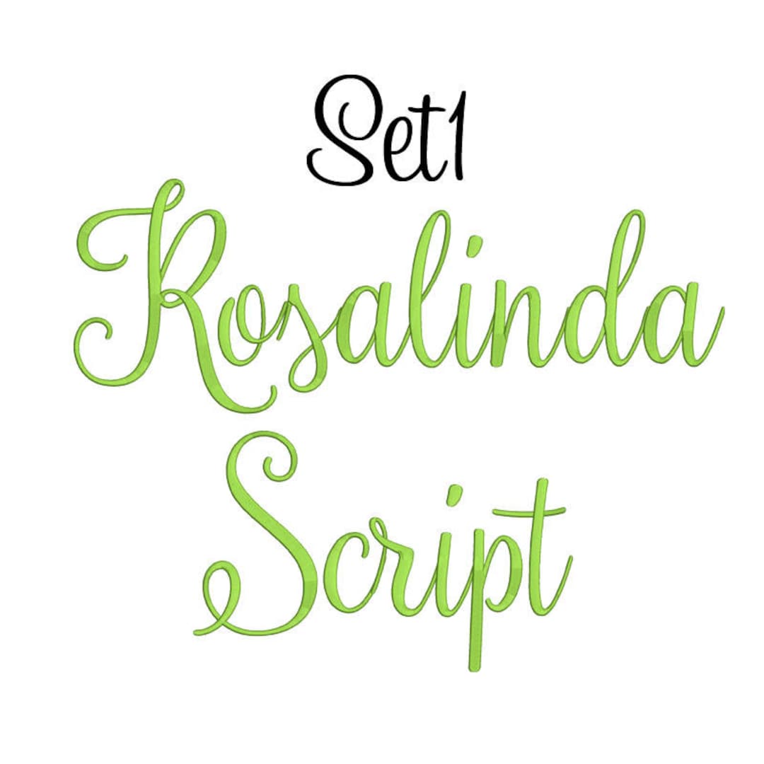 5 Size Rosalinda Script Font Embroidery Designs, BX Fonts Machine ...