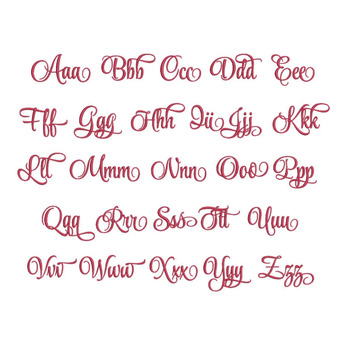 5 Size Style Script Font Embroidery Designs Set 2 BX Fonts - Etsy