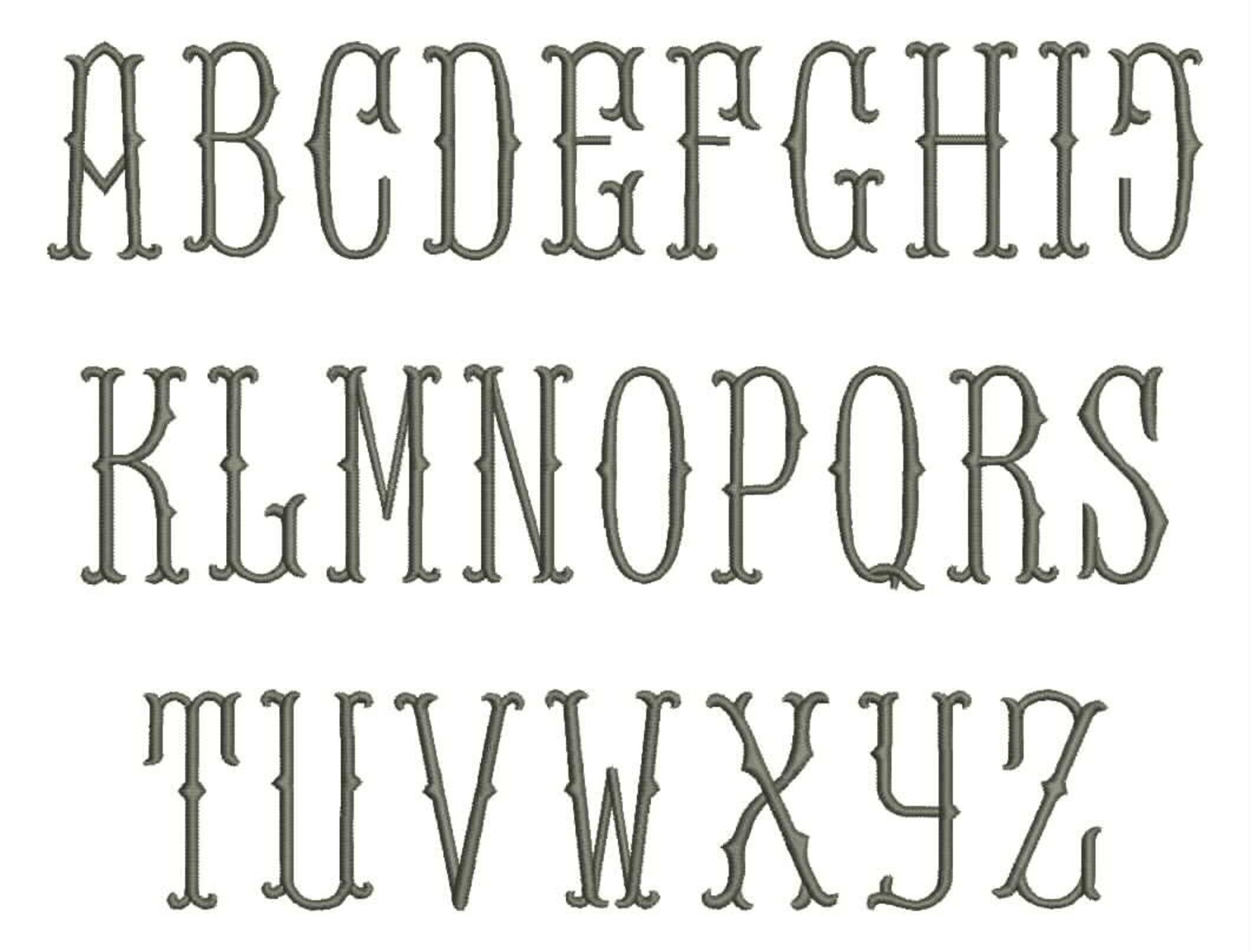 4 Size Fishtail Monogram 3 Letters Embroidery Font BX Fonts Embroidery ...