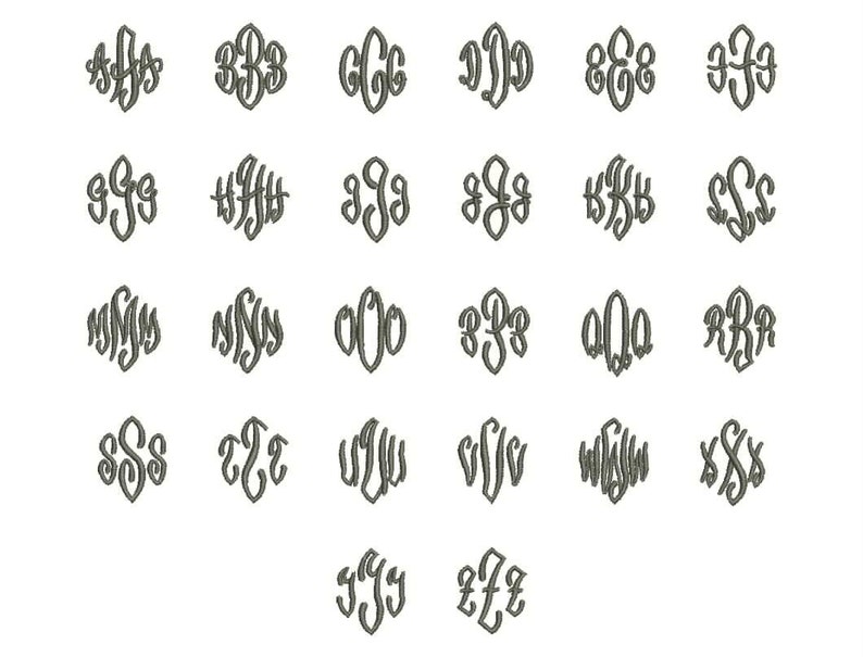 3 Size Jumbo End Scroll Monogram 3 Letters Embroidery Font BX - Etsy