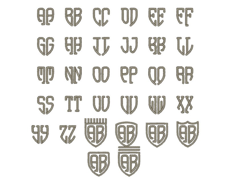 5 Size Shield Monogram Set 2 3 Letters Monogram Font BX Fonts - Etsy