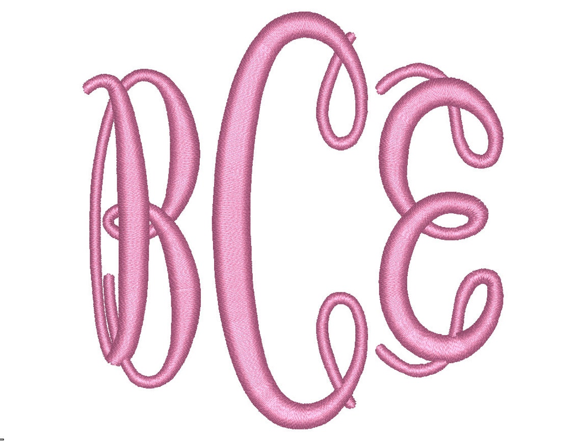 3 Size Oval Monogram 3 Letters Embroidery Font BX Fonts Embroidery ...
