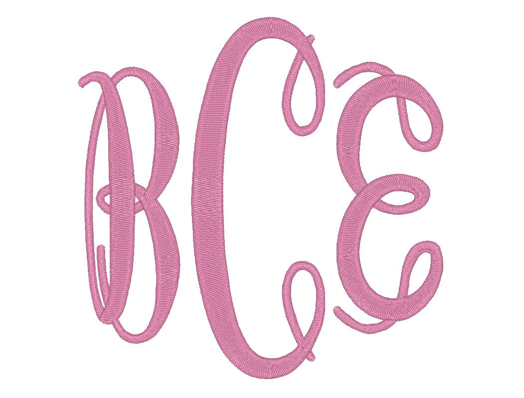 3 Size Jumbo Oval Monogram 3 Letters Embroidery Font BX Fonts ...