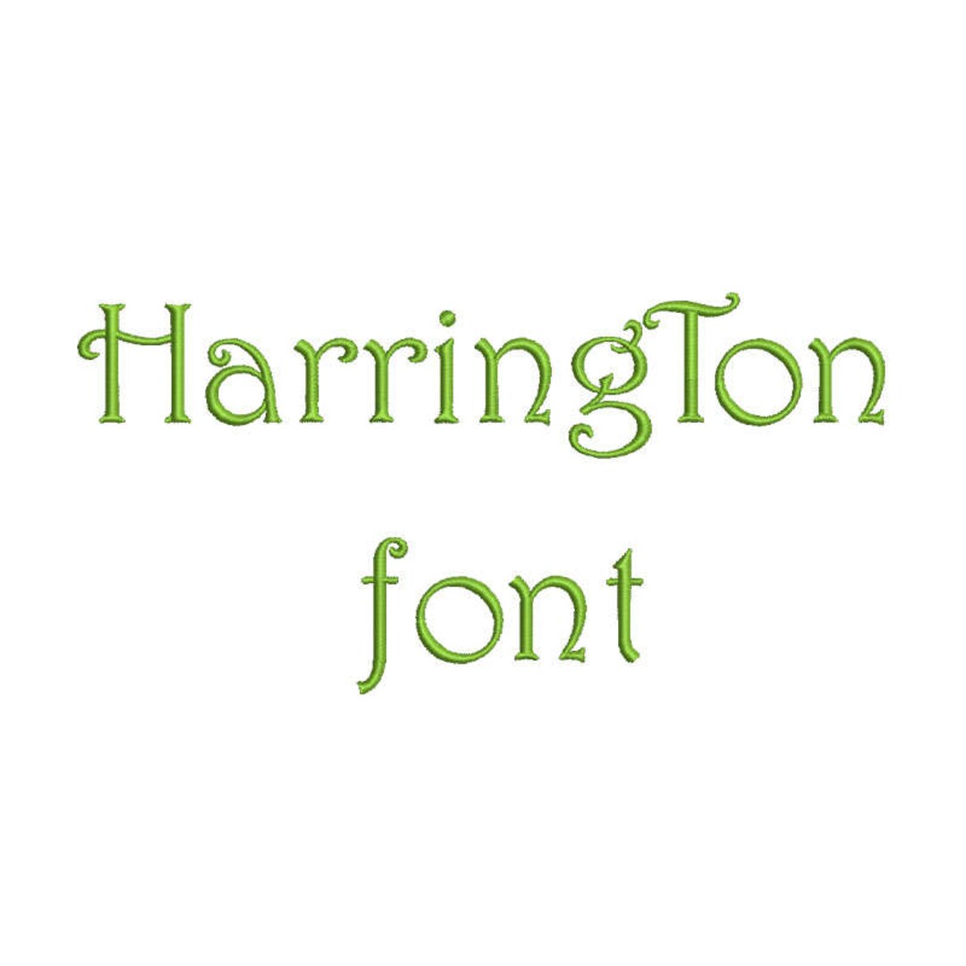 5 Size Harrington Embroidery Font Embroidery Designs, PES Fonts Machine ...