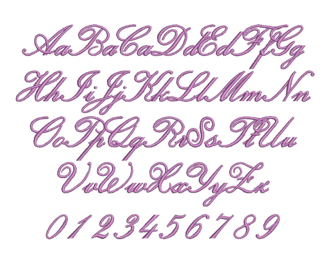 5 Size Poetic Script Font Embroidery Designs, BX Fonts Machine ...
