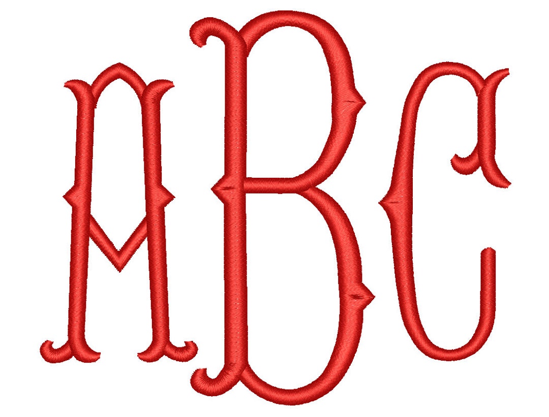 4 Size Fishtail Monogram 3 Letters Embroidery Font BX Fonts Embroidery ...