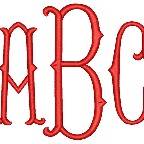 4 Size Fishtail Monogram 3 Letters Embroidery Font BX Fonts - Etsy