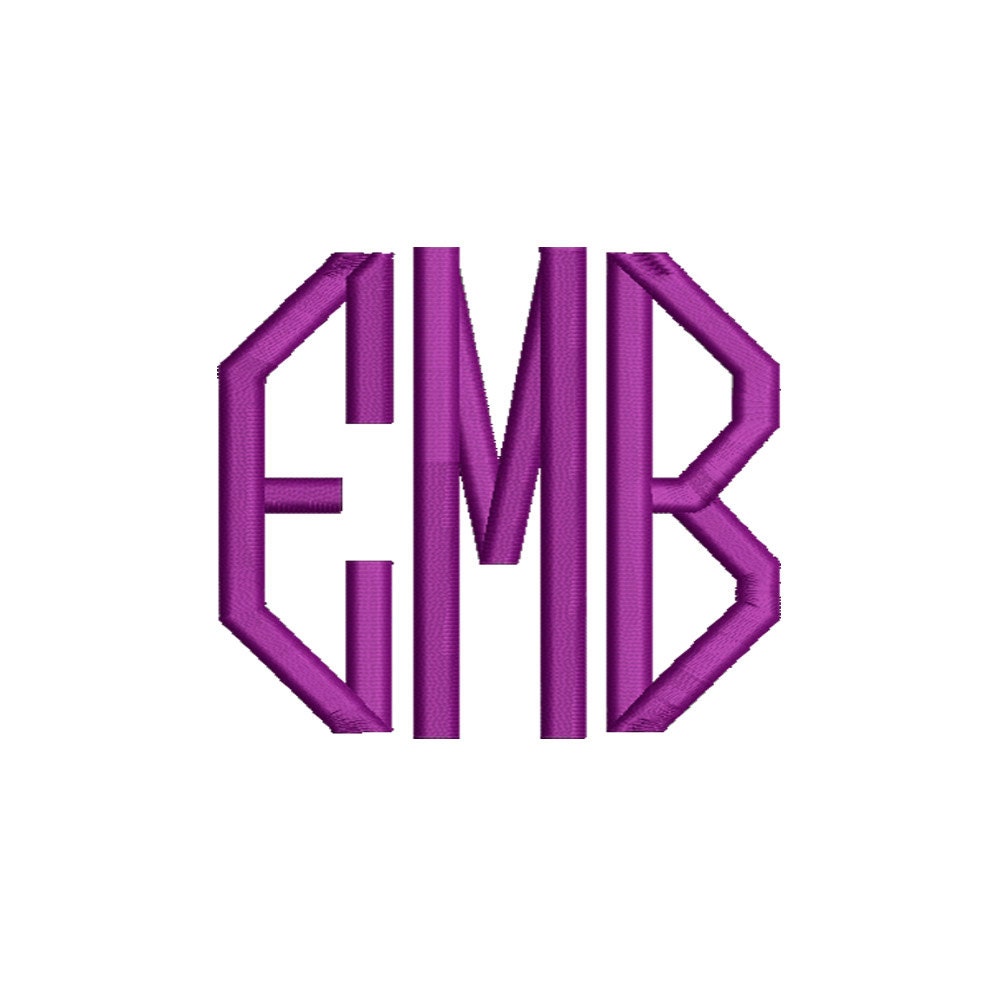 3 Size Octagon Monogram 3 Letters Monogram Font BX Fonts Embroidery ...