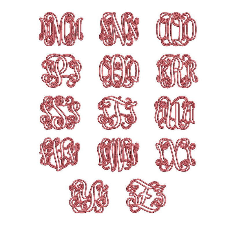 7 Size Interlocking Monogram Applique 3 Letters Monogram Font - Etsy