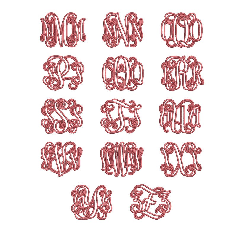 7 Size Interlocking Monogram Applique 3 Letters Monogram Font - Etsy