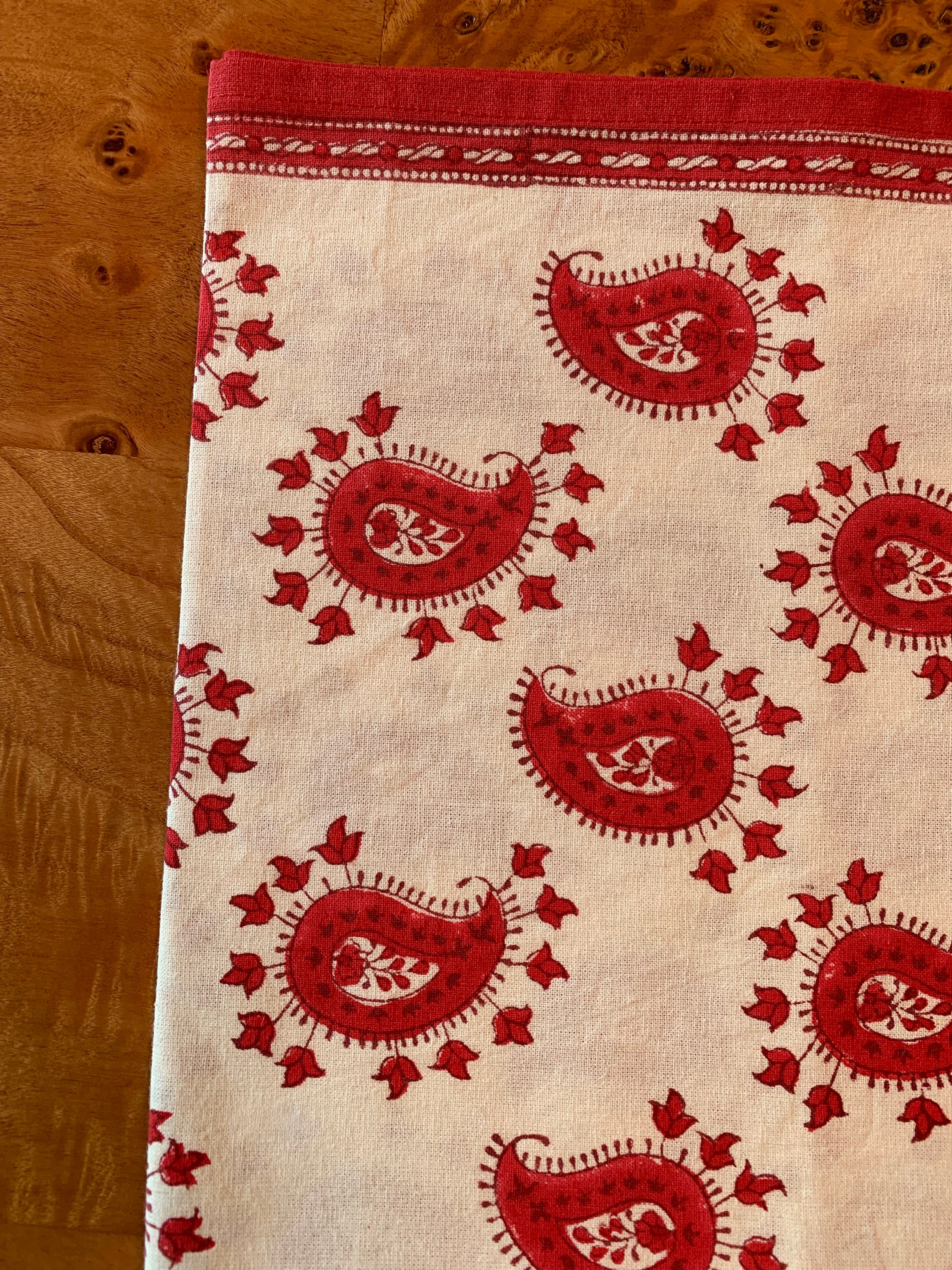 Set of Pomegranate Block Print Red Paisley Napkins - Etsy