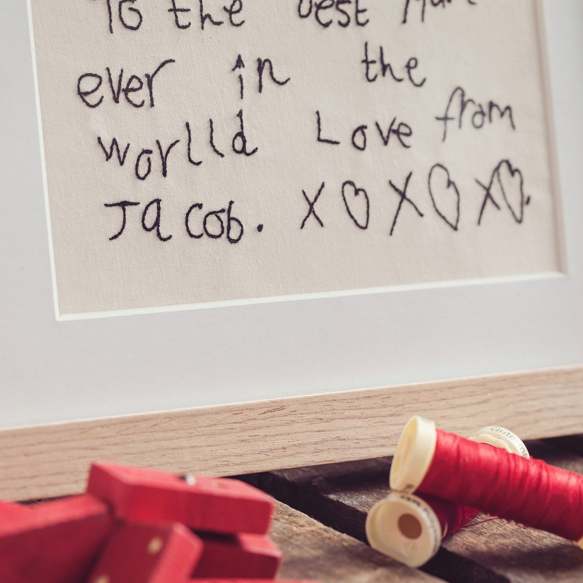 Personalised Embroidered Handwriting in Card Mount - Etsy