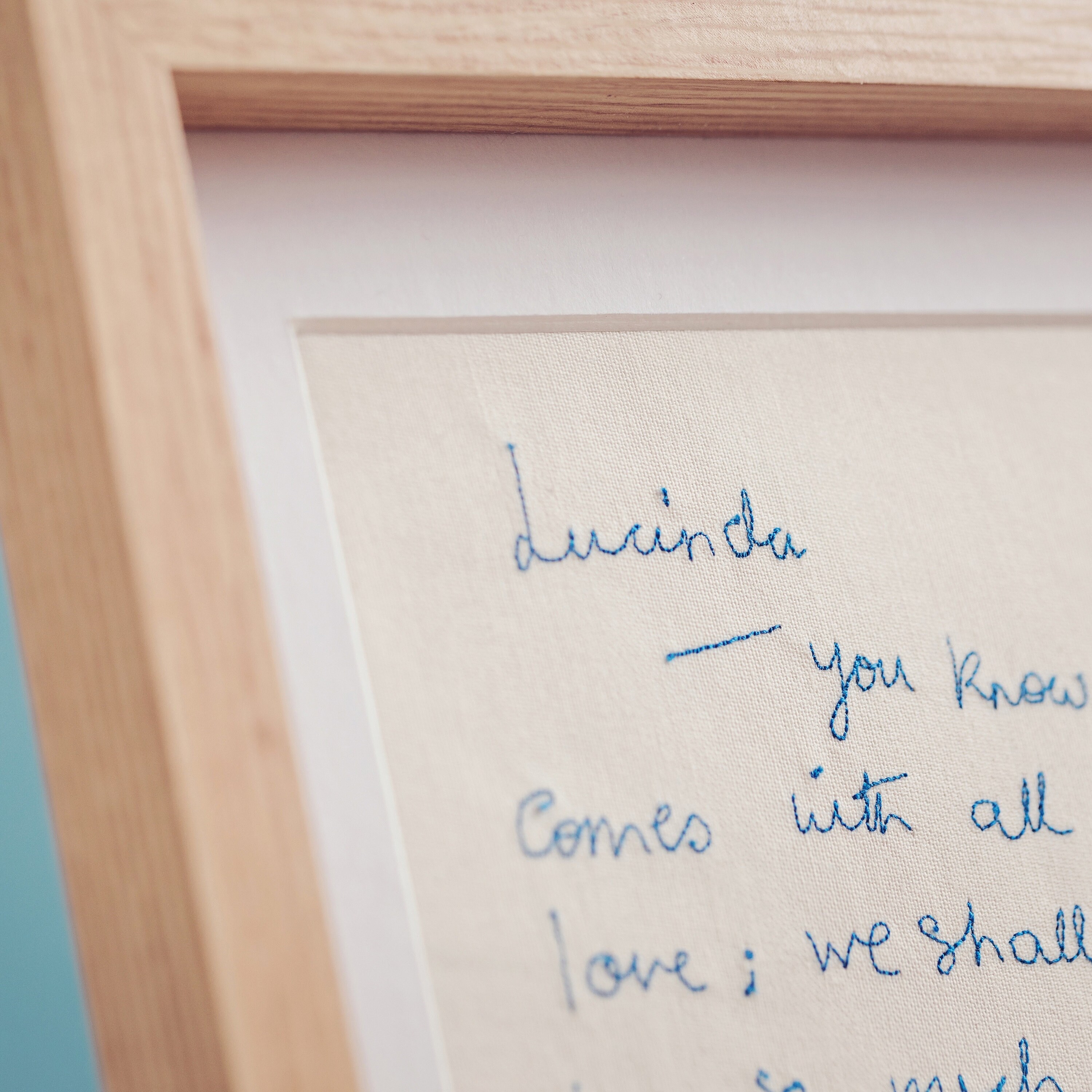 Personalised Embroidered Handwriting in Card Mount - Etsy