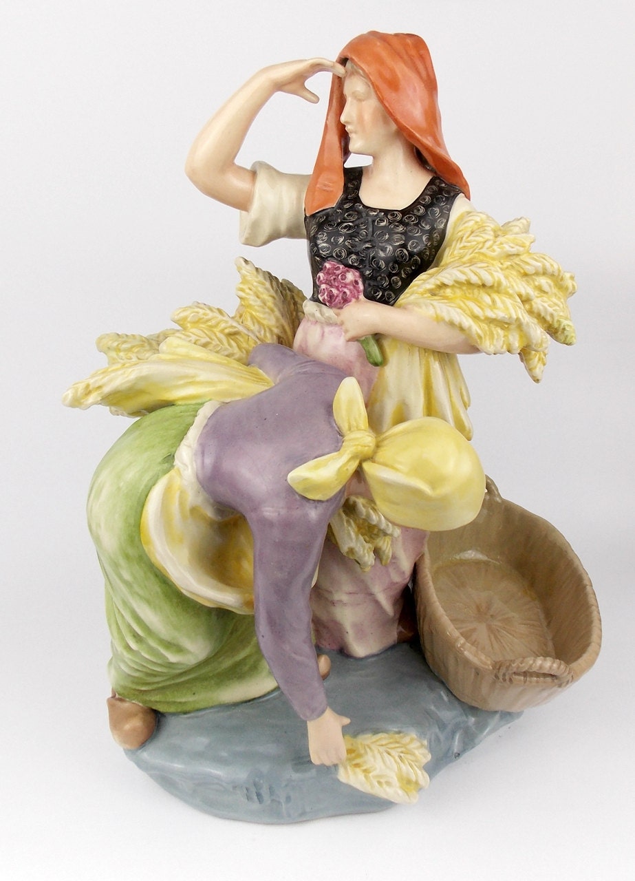 TOP Big Antique 1920s Figurine Two Peasants Folk Women on - Etsy