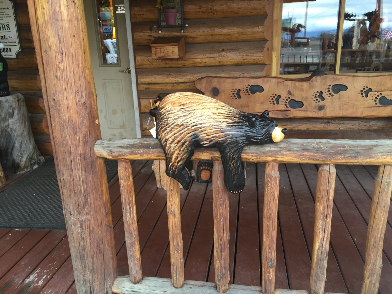 Chainsaw Carved Rail Bear - Etsy