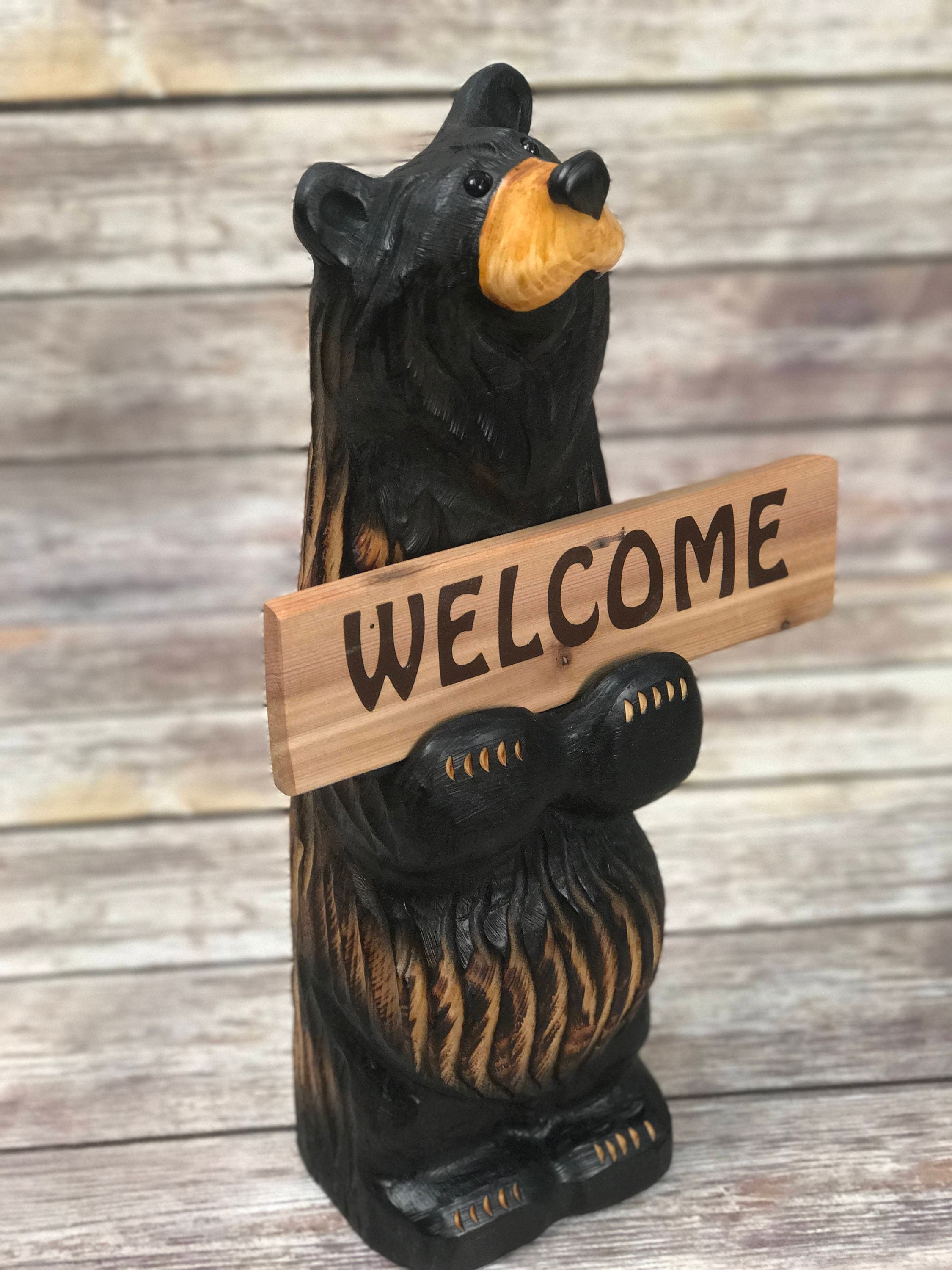 Chainsaw Carved Welcome Bear - Etsy