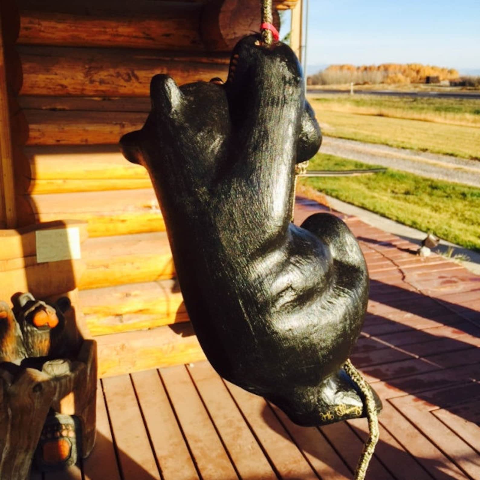 Tarzan Hanging Rope Wood Bear - Etsy