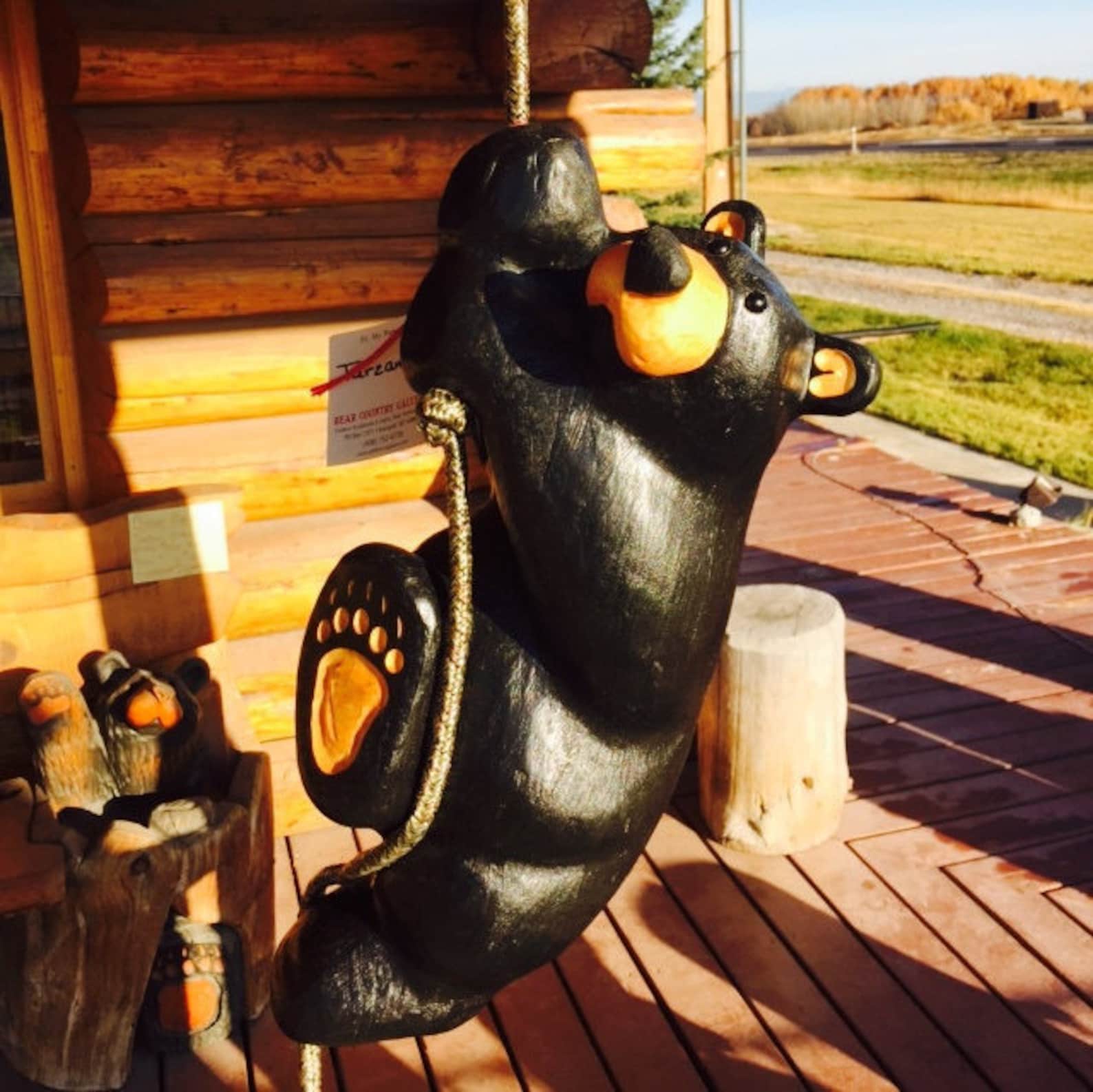 Tarzan Hanging Rope Wood Bear - Etsy