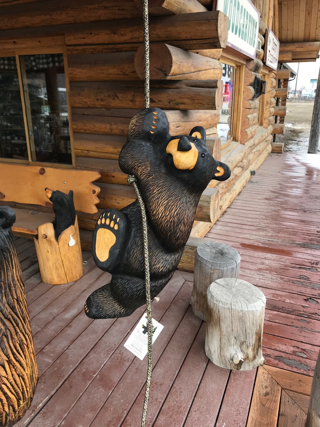 Tarzan Hanging Rope Wood Bear - Etsy