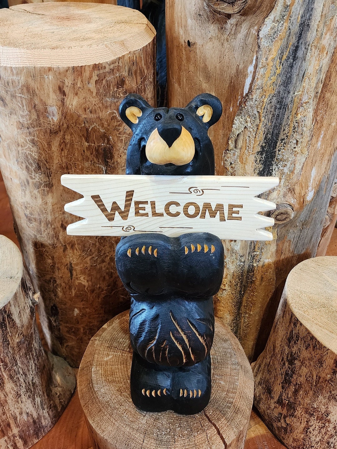 Chainsaw Carved "welcome Bear" - Etsy