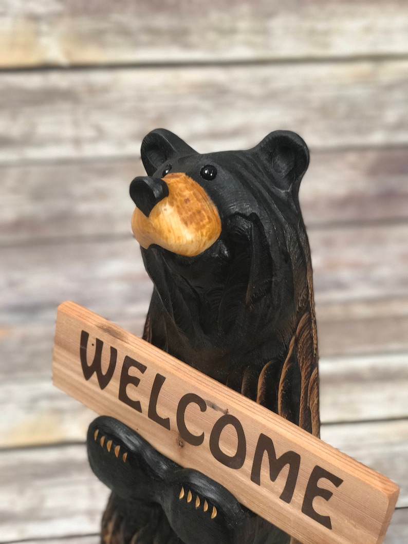 Chainsaw Carved Welcome Bear - Etsy