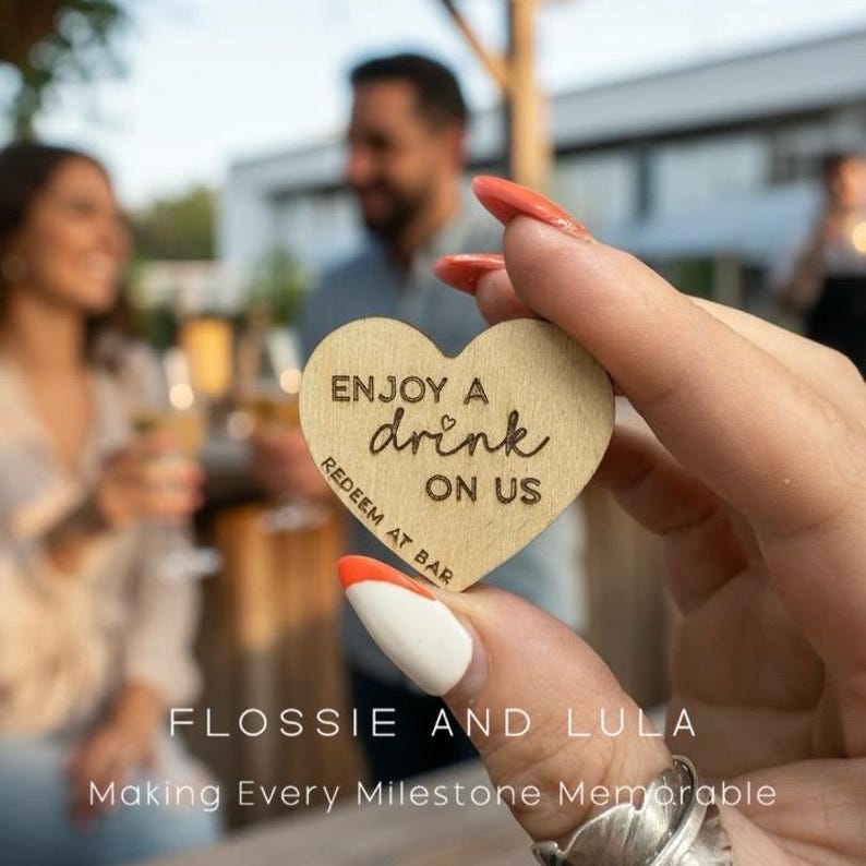 Wood Wedding Drink Tokens, Laser Cut Heart, Bar Vouchers - Etsy
