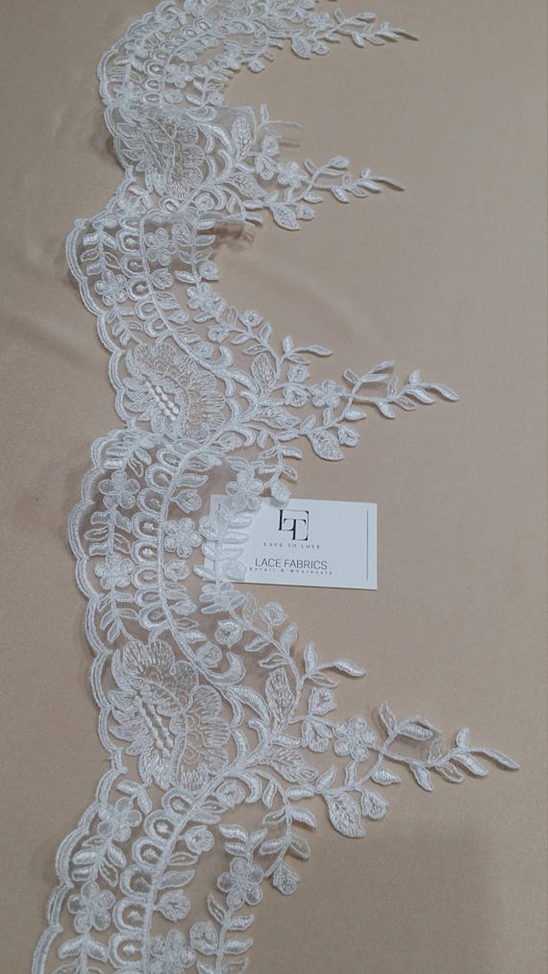 Snow White Lace Trimming by the Yard, French Lace, Alencon Lace, Bridal ...