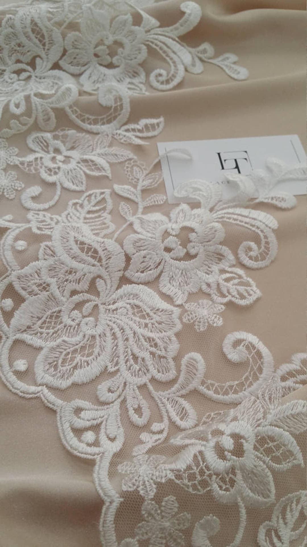 Ivory Lace Trimming by the Yard, French Lace, Alencon Lace, Bridal Gown ...