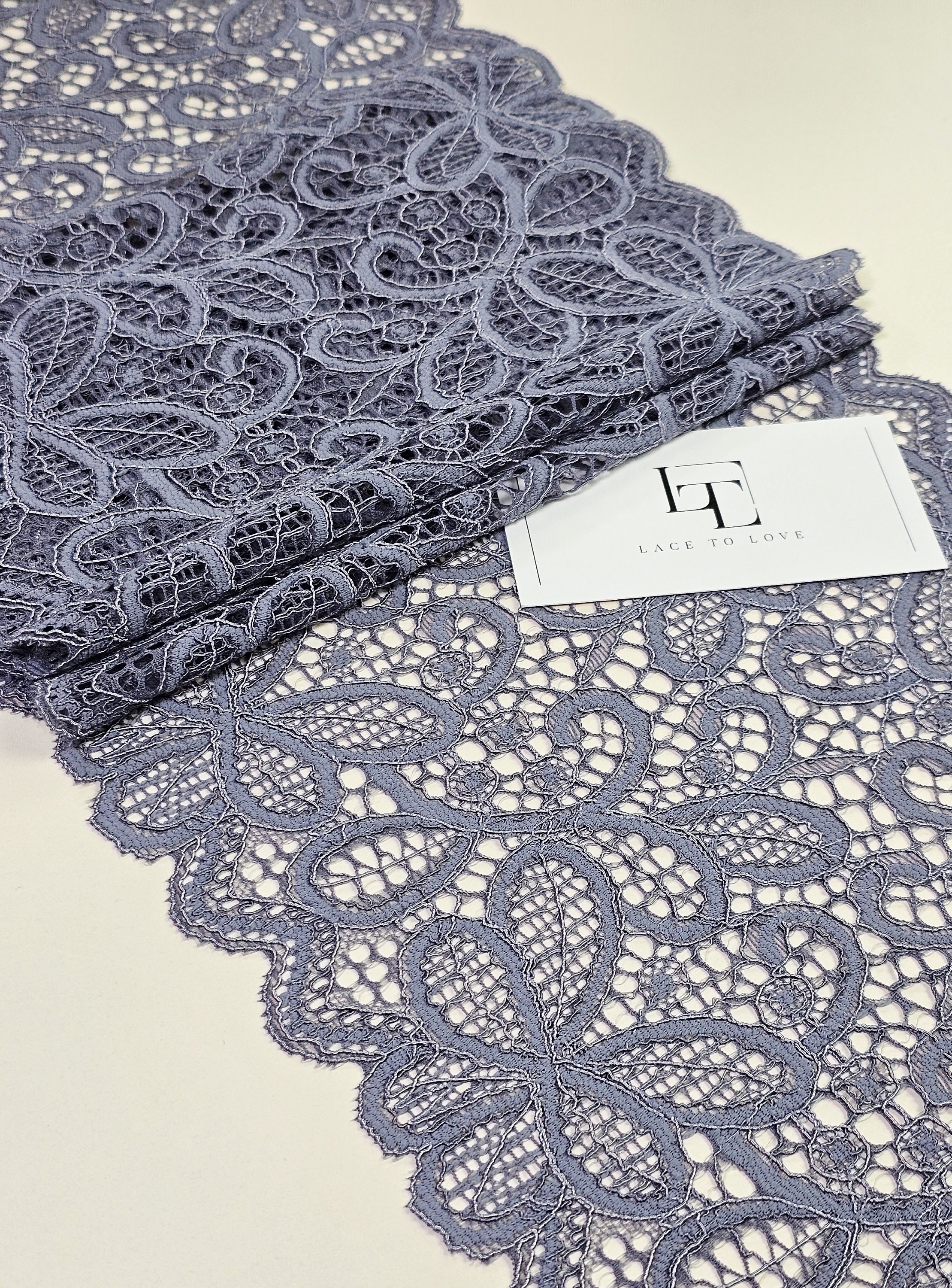 Gray Stretch Lace Trimming by the Yard, Elastic Grey Haberdashery Lace ...