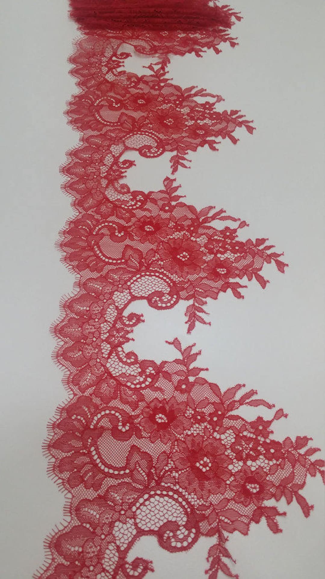 Red Lace Trimming, Chantilly Lace, French Lace, Wedding Lace, Scalloped ...