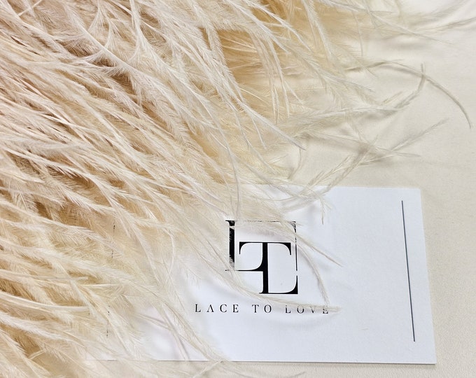 Pale Beige Ostrich Feather Fringe, Feather Trimming With Ribbon ...