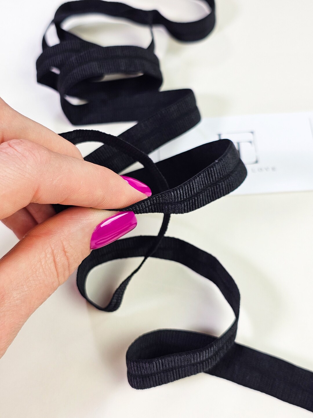 Black Stretch Grosgrain Ribbon: Fold Over Elastic Trim - Etsy