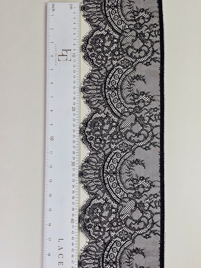 Black Chantilly Lace Trim: Delicate Eyelash Scalloped Ribbon - Etsy
