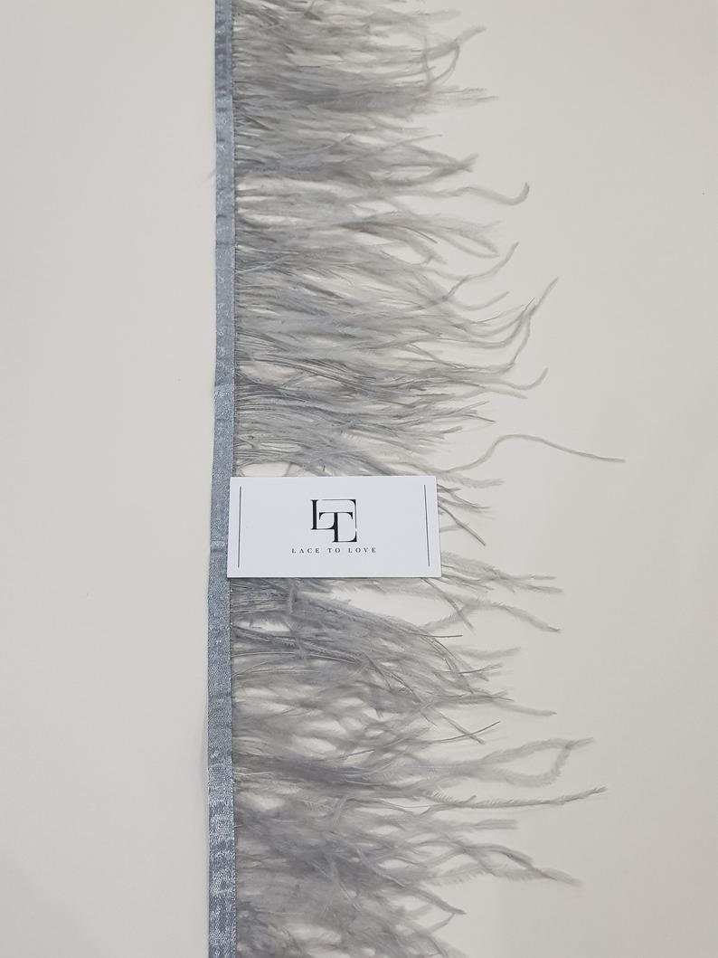 Light Gray Ostrich Feather Fringe Feather Trimming With - Etsy