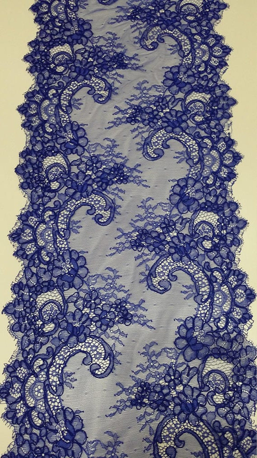 Royal Blue Lace Trim, French Chantilly Lace Trimming, Dark Blue Lace ...