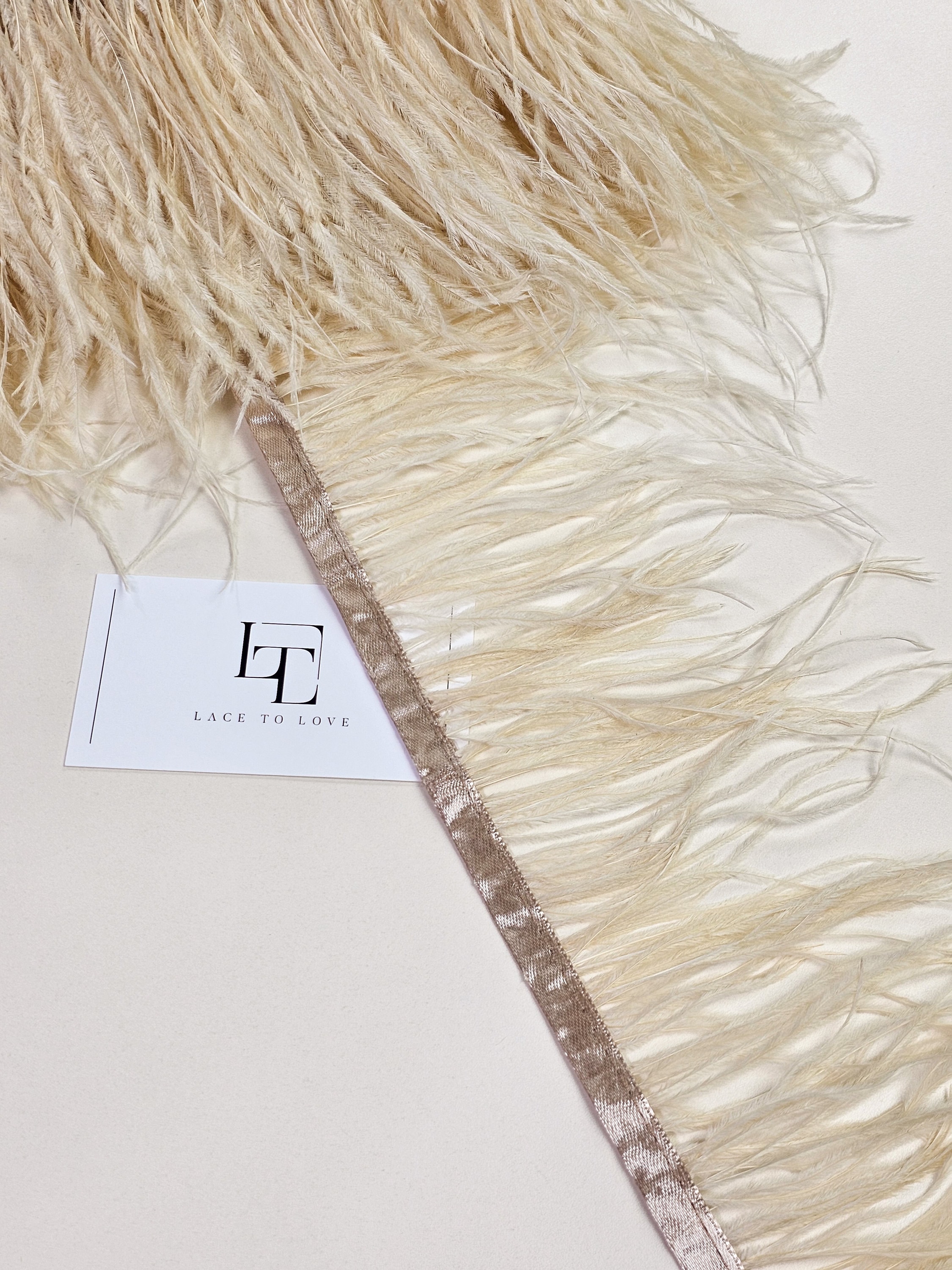 Pale Beige Ostrich Feather Fringe Feather Trimming With - Etsy
