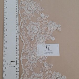 Ivory Lace Trimming by the Yard, French Lace, Alencon Lace, Bridal Gown ...