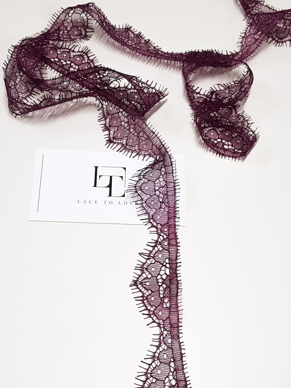 Violet/purple Lace Trim Chantilly Lace French Lace Bridal | Etsy
