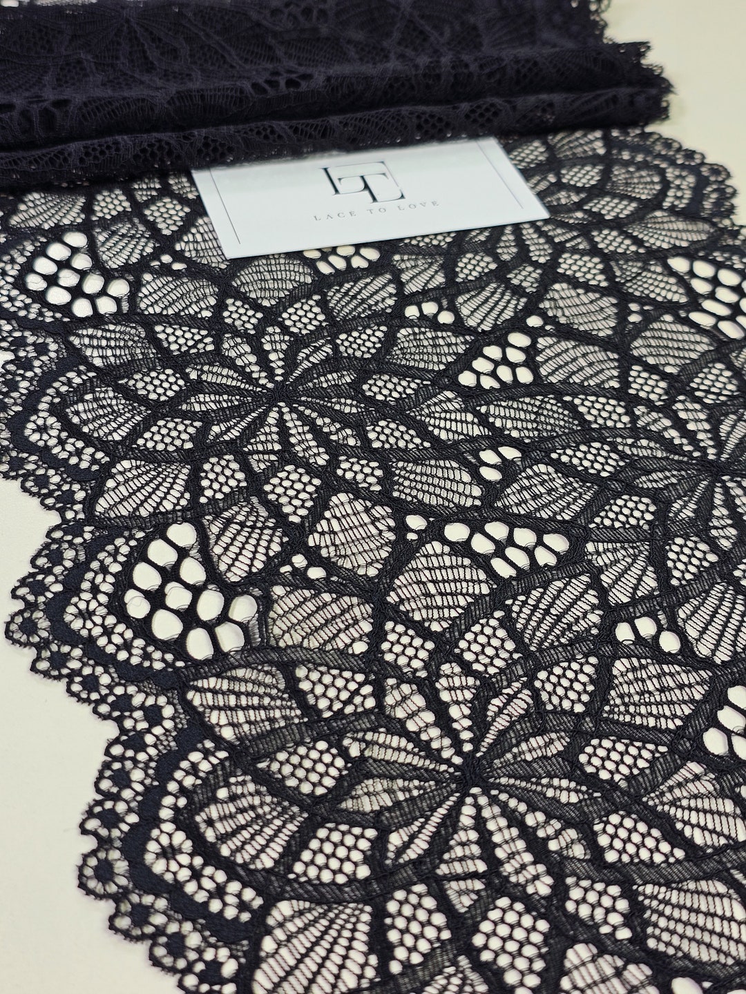 Black Geometric Stretch Lace Trim: Haberdashery Sewing Supply - Etsy