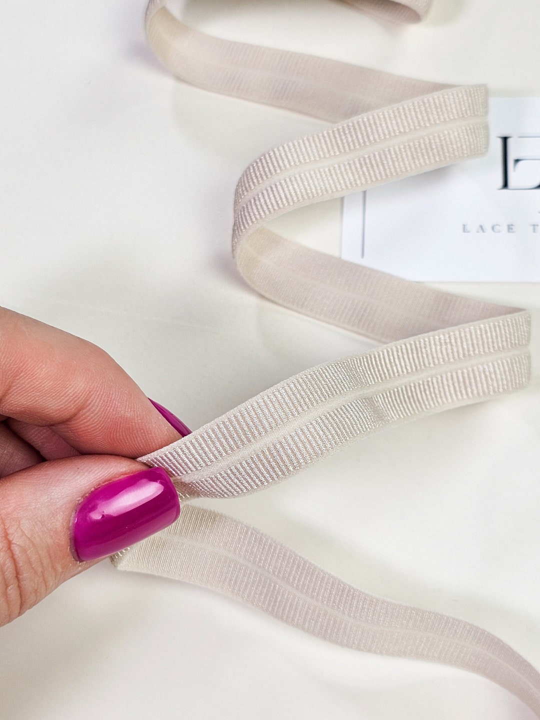 Buy Beige Stretch Fold-over Grosgrain Ribbon for Lingery, Skin Color ...