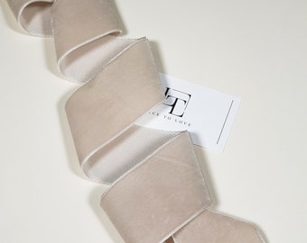 Beige Velvet Ribbon by the Yard Narrow Velvet Ribbon Velvet - Etsy