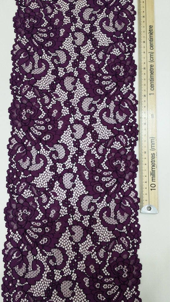 Adorno de encaje elástico lila con hilo negro encaje elástico - Etsy España