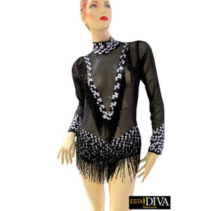 Fringe Mesh Bodysuit Dress Cher Noire Diva Singer Leotard High - Etsy