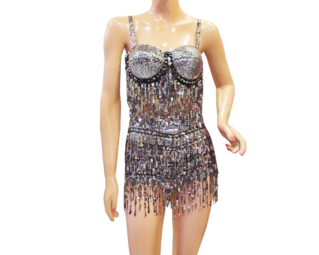 Sequin Fringe Two-piece Latin Dancer Salsa Pants Outfit Custom-made - Etsy