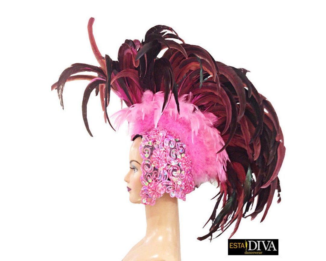 Feather Headdress Showgirl Mohawk Samba Drag Queen Vegas - Etsy