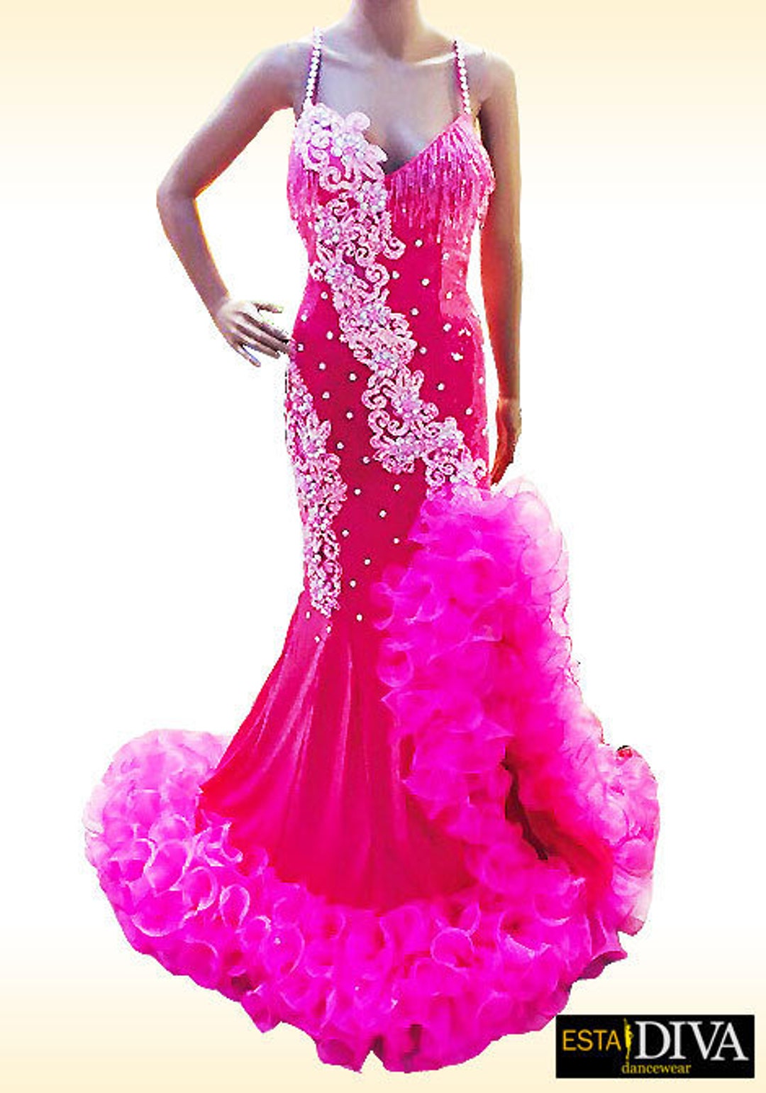 Cabaret Show Dress Robe Diva Sequin Organza Ruffle Boa Drag - Etsy