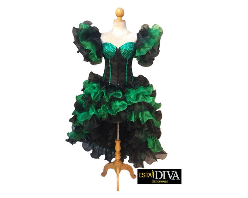 Diva Organza Dress Robe Cabaret Show Ruffle Skirt and Arm - Etsy