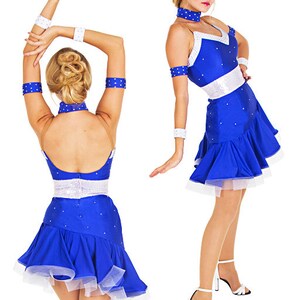 Latin Dress Azul Vestido Ballroom Dancesport Outfit Custom-made - Etsy